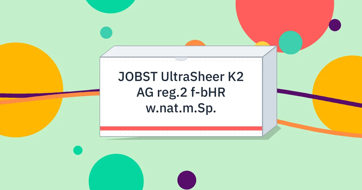 Symbolbild: Packung mit der Aufschrift JOBST UltraSheer K2 AG reg.2 f-bHR w.nat.m.Sp. (PZN 11260690) – Verfügbarkeit und Bezug in Apotheken in Frankfurt am Main