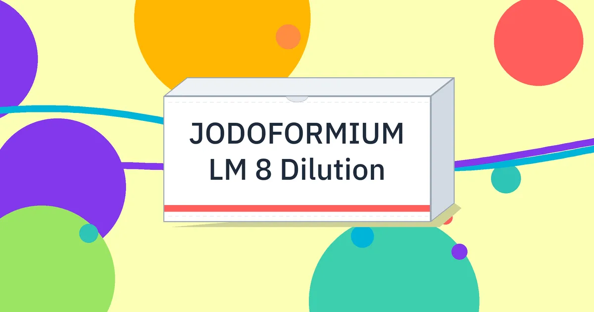 Symbolbild: Packung mit der Aufschrift JODOFORMIUM LM 8 Dilution (PZN 13563176) – Verfügbarkeit und Bezug in Apotheken in Frankfurt am Main