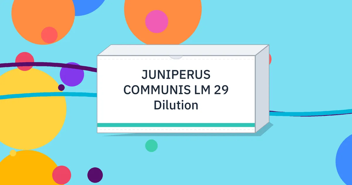 Symbolbild: Packung mit der Aufschrift JUNIPERUS COMMUNIS LM 29 Dilution (PZN 13564862) – Verfügbarkeit und Bezug in Apotheken in Frankfurt am Main