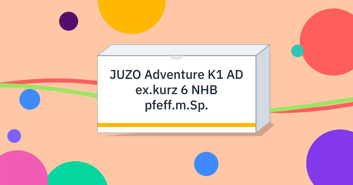 Symbolbild: Packung mit der Aufschrift JUZO Adventure K1 AD ex.kurz 6 NHB pfeff.m.Sp. (PZN 14975805) – Verfügbarkeit und Bezug in Apotheken in Frankfurt am Main