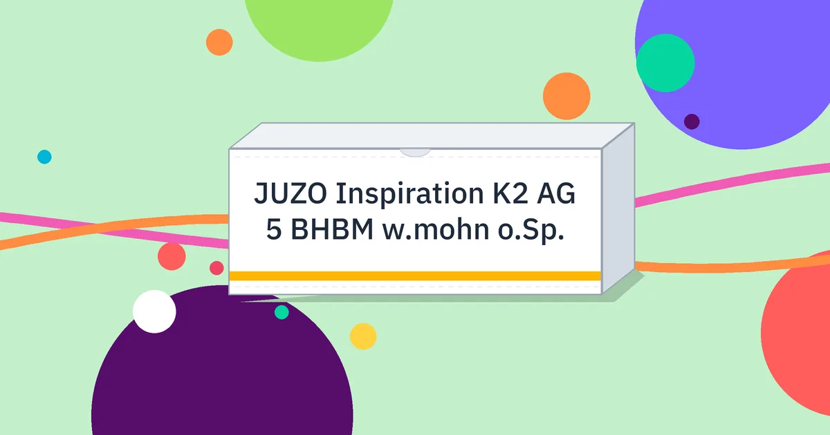 Symbolbild: Packung mit der Aufschrift JUZO Inspiration K2 AG 5 BHBM w.mohn o.Sp. (PZN 14884913) – Verfügbarkeit und Bezug in Apotheken in Frankfurt am Main