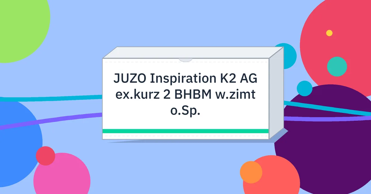 Symbolbild: Packung mit der Aufschrift JUZO Inspiration K2 AG ex.kurz 2 BHBM w.zimt o.Sp. (PZN 14885806) – Verfügbarkeit und Bezug in Apotheken in Frankfurt am Main