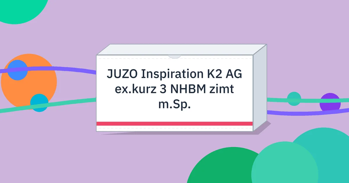 Symbolbild: Packung mit der Aufschrift JUZO Inspiration K2 AG ex.kurz 3 NHBM zimt m.Sp. (PZN 14963357) – Verfügbarkeit und Bezug in Apotheken in Frankfurt am Main