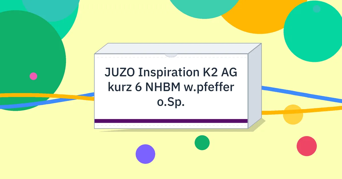 Symbolbild: Packung mit der Aufschrift JUZO Inspiration K2 AG kurz 6 NHBM w.pfeffer o.Sp. (PZN 14950596) – Verfügbarkeit und Bezug in Apotheken in Frankfurt am Main
