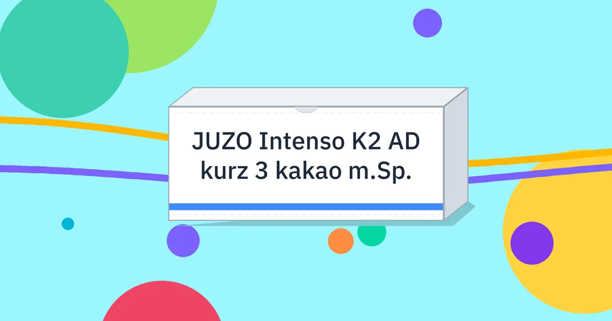 Symbolbild: Packung mit der Aufschrift JUZO Intenso K2 AD kurz 3 kakao m.Sp. (PZN 18607725) – Verfügbarkeit und Bezug in Apotheken in Frankfurt am Main
