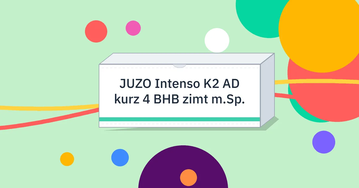 Symbolbild: Packung mit der Aufschrift JUZO Intenso K2 AD kurz 4 BHB zimt m.Sp. (PZN 18614429) – Verfügbarkeit und Bezug in Apotheken in Frankfurt am Main