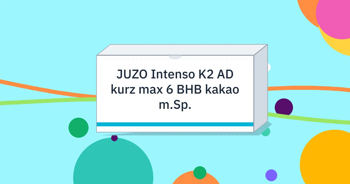 Symbolbild: Packung mit der Aufschrift JUZO Intenso K2 AD kurz max 6 BHB kakao m.Sp. (PZN 18616032) – Verfügbarkeit und Bezug in Apotheken in Frankfurt am Main