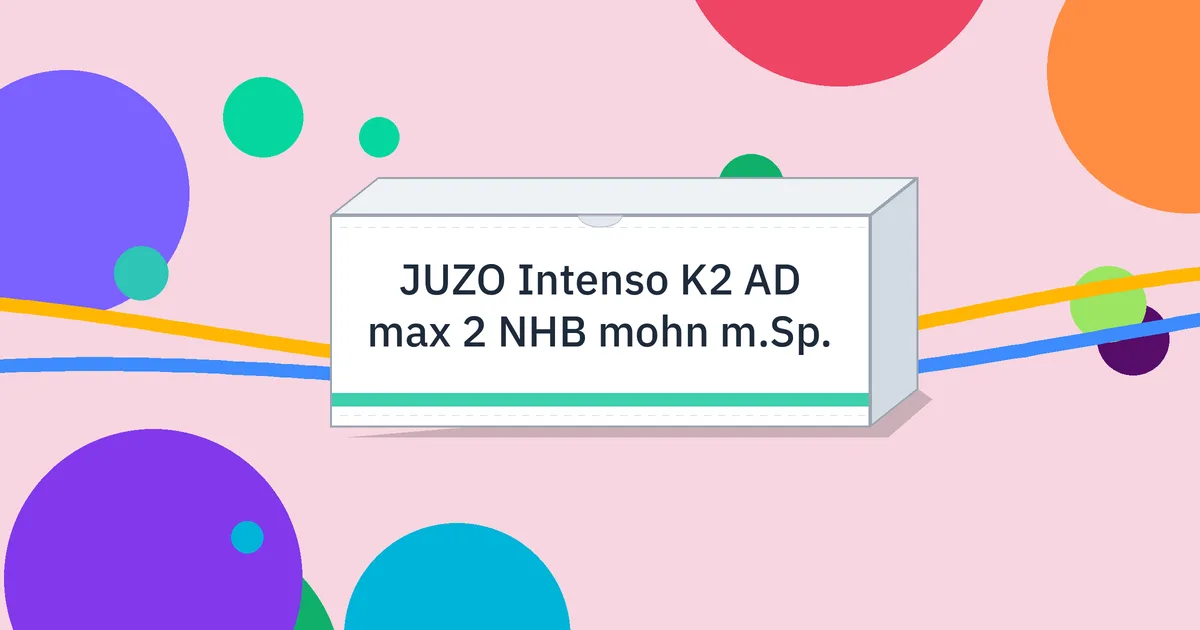 Symbolbild: Packung mit der Aufschrift JUZO Intenso K2 AD max 2 NHB mohn m.Sp. (PZN 18612956) – Verfügbarkeit und Bezug in Apotheken in Frankfurt am Main