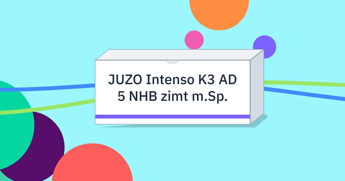 Symbolbild: Packung mit der Aufschrift JUZO Intenso K3 AD 5 NHB zimt m.Sp. (PZN 18630842) – Verfügbarkeit und Bezug in Apotheken in Frankfurt am Main
