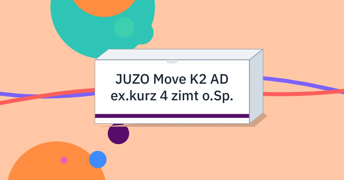 Symbolbild: Packung mit der Aufschrift JUZO Move K2 AD ex.kurz 4 zimt o.Sp. (PZN 18510486) – Verfügbarkeit und Bezug in Apotheken in Frankfurt am Main
