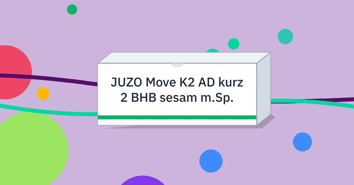 Symbolbild: Packung mit der Aufschrift JUZO Move K2 AD kurz 2 BHB sesam m.Sp. (PZN 18508992) – Verfügbarkeit und Bezug in Apotheken in Frankfurt am Main