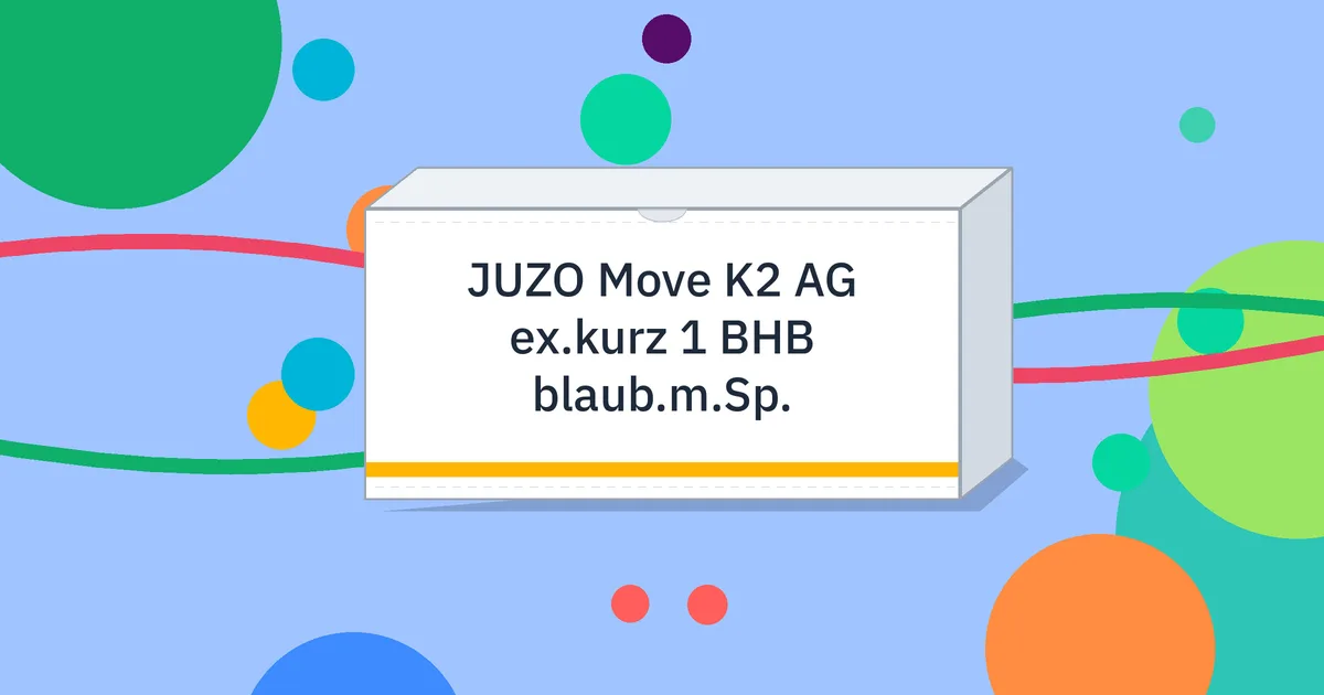 Symbolbild: Packung mit der Aufschrift JUZO Move K2 AG ex.kurz 1 BHB blaub.m.Sp. (PZN 18563614) – Verfügbarkeit und Bezug in Apotheken in Frankfurt am Main