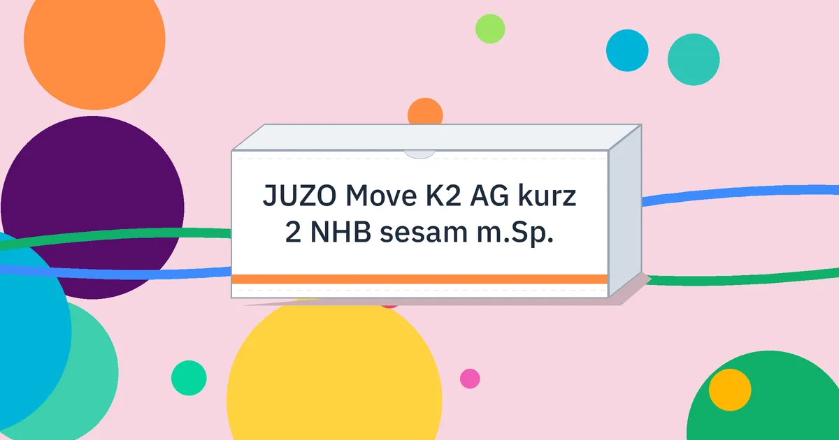 Symbolbild: Packung mit der Aufschrift JUZO Move K2 AG kurz 2 NHB sesam m.Sp. (PZN 18527771) – Verfügbarkeit und Bezug in Apotheken in Frankfurt am Main
