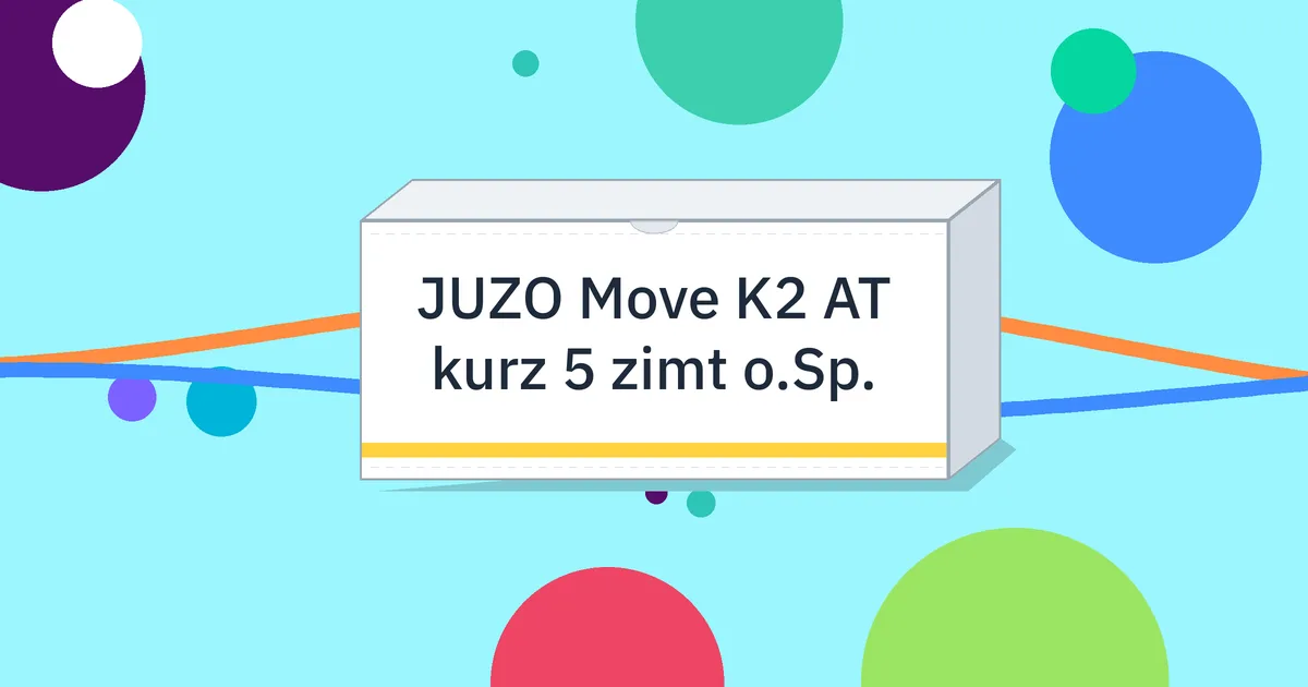Symbolbild: Packung mit der Aufschrift JUZO Move K2 AT kurz 5 zimt o.Sp. (PZN 20675355) – Verfügbarkeit und Bezug in Apotheken in Frankfurt am Main