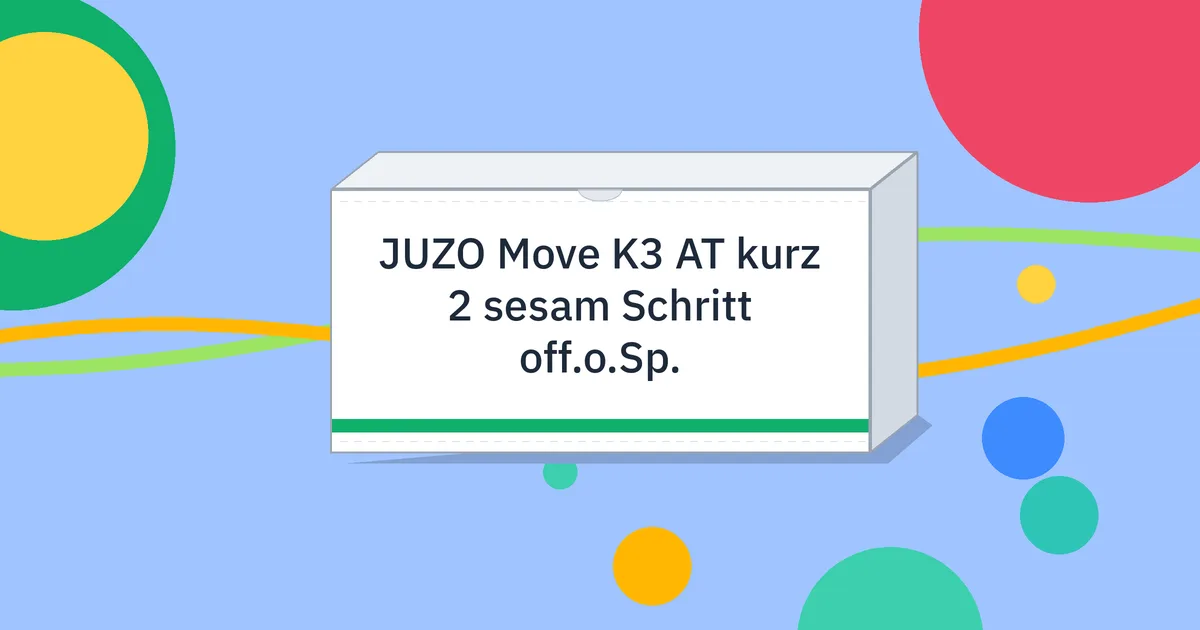 Symbolbild: Packung mit der Aufschrift JUZO Move K3 AT kurz 2 sesam Schritt off.o.Sp. (PZN 20685158) – Verfügbarkeit und Bezug in Apotheken in Frankfurt am Main