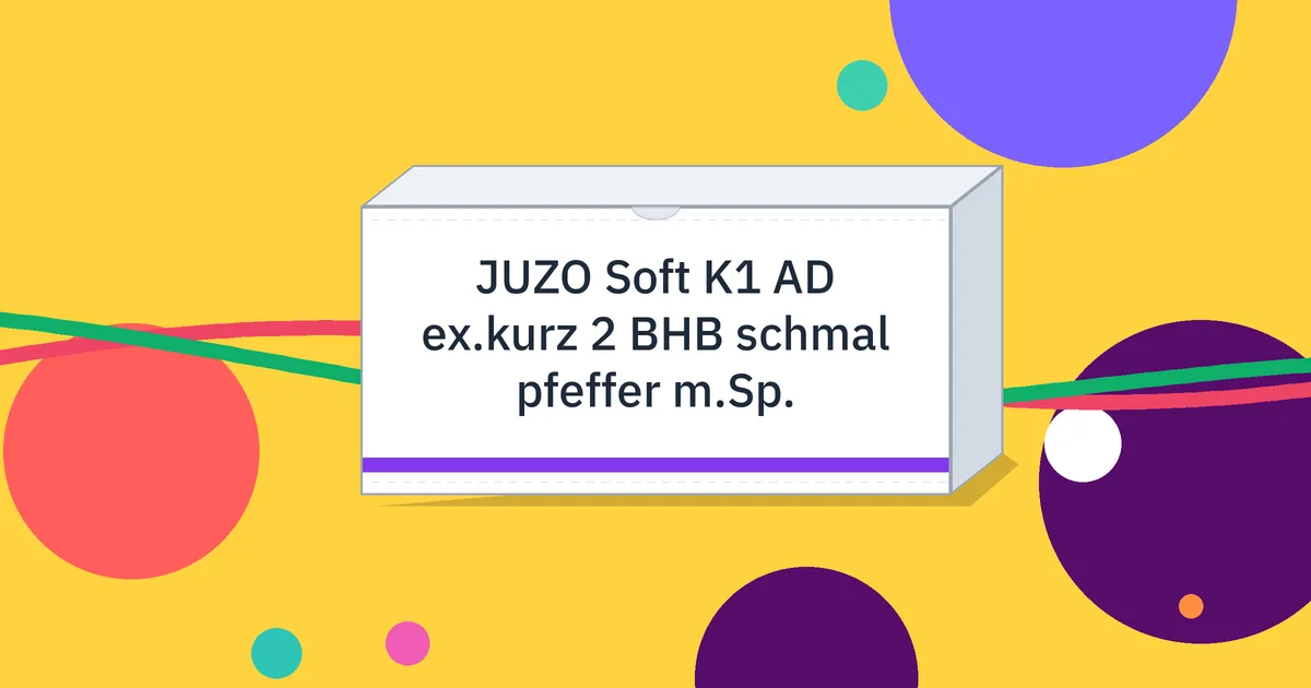 Symbolbild: Packung mit der Aufschrift JUZO Soft K1 AD ex.kurz 2 BHB schmal pfeffer m.Sp. (PZN 15462172) – Verfügbarkeit und Bezug in Apotheken in Frankfurt am Main