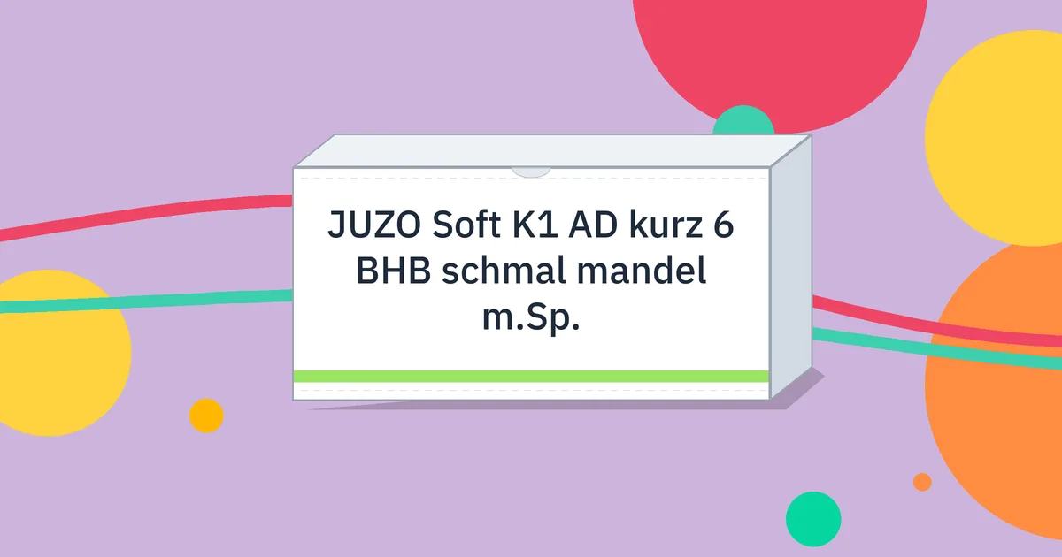Symbolbild: Packung mit der Aufschrift JUZO Soft K1 AD kurz 6 BHB schmal mandel m.Sp. (PZN 15461899) – Verfügbarkeit und Bezug in Apotheken in Frankfurt am Main