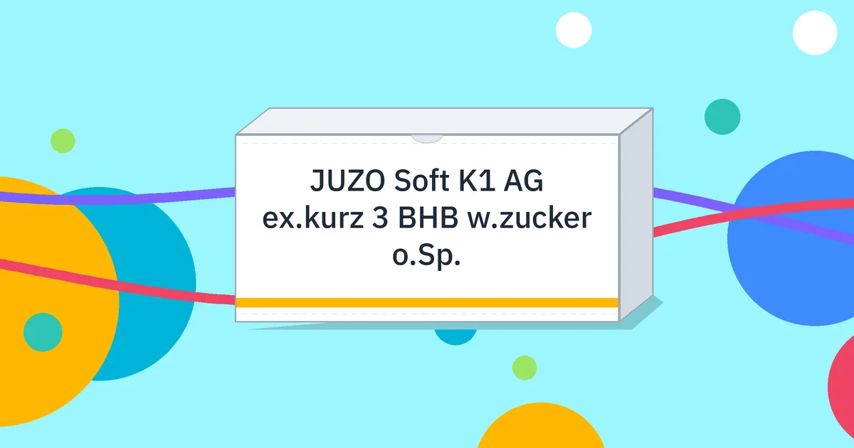 Symbolbild: Packung mit der Aufschrift JUZO Soft K1 AG ex.kurz 3 BHB w.zucker o.Sp. (PZN 14839829) – Verfügbarkeit und Bezug in Apotheken in Frankfurt am Main