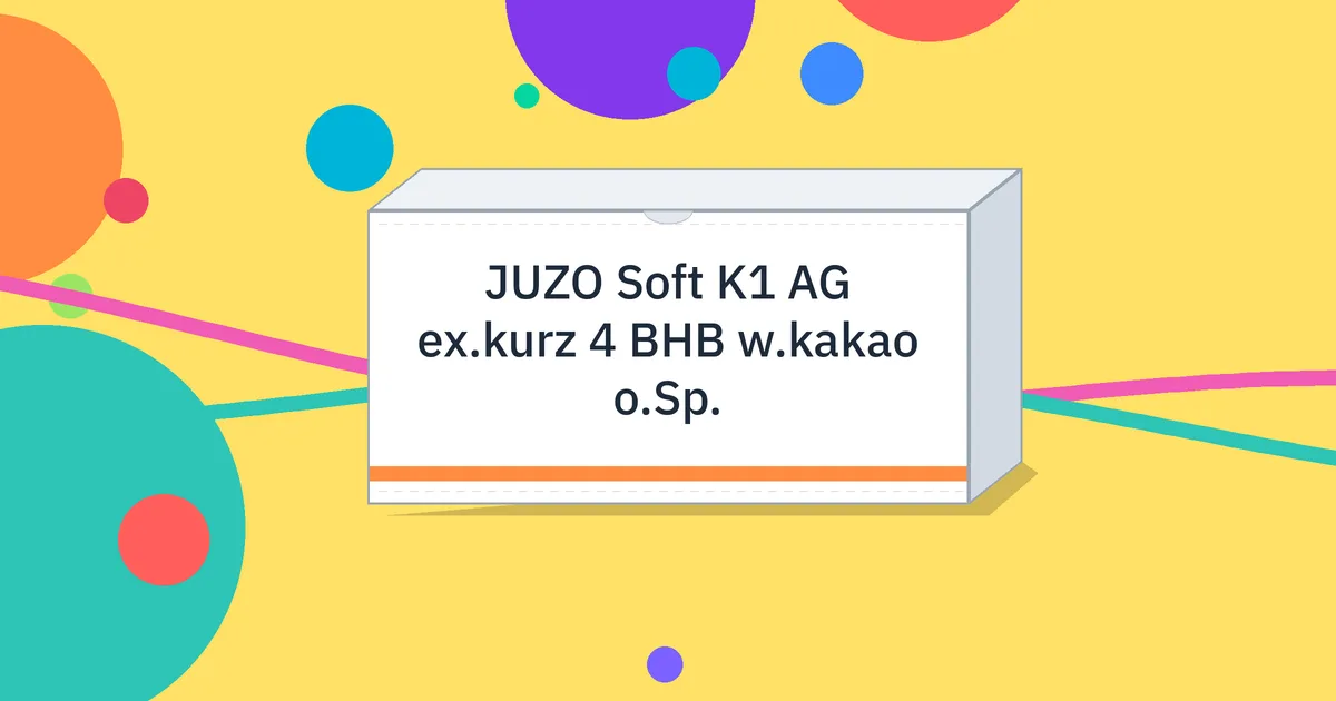 Symbolbild: Packung mit der Aufschrift JUZO Soft K1 AG ex.kurz 4 BHB w.kakao o.Sp. (PZN 14840413) – Verfügbarkeit und Bezug in Apotheken in Frankfurt am Main