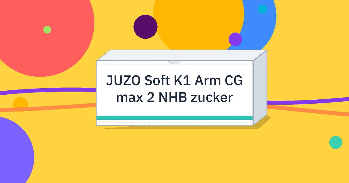 Symbolbild: Packung mit der Aufschrift JUZO Soft K1 Arm CG max 2 NHB zucker (PZN 15508655) – Verfügbarkeit und Bezug in Apotheken in Frankfurt am Main