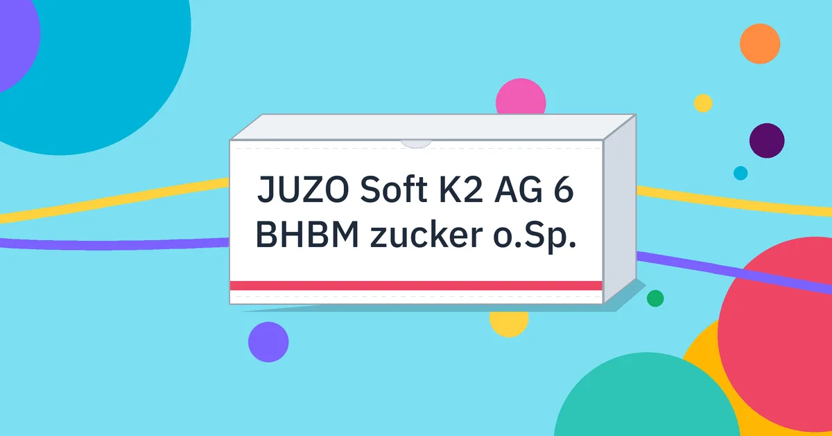 Symbolbild: Packung mit der Aufschrift JUZO Soft K2 AG 6 BHBM zucker o.Sp. (PZN 14860700) – Verfügbarkeit und Bezug in Apotheken in Frankfurt am Main