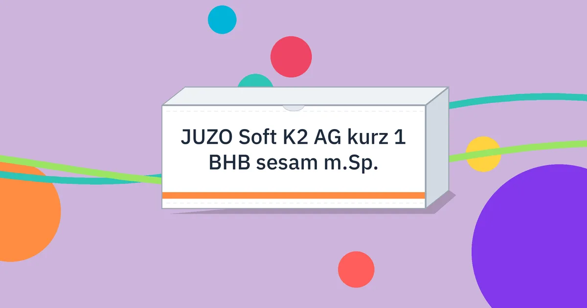 Symbolbild: Packung mit der Aufschrift JUZO Soft K2 AG kurz 1 BHB sesam m.Sp. (PZN 14826063) – Verfügbarkeit und Bezug in Apotheken in Frankfurt am Main