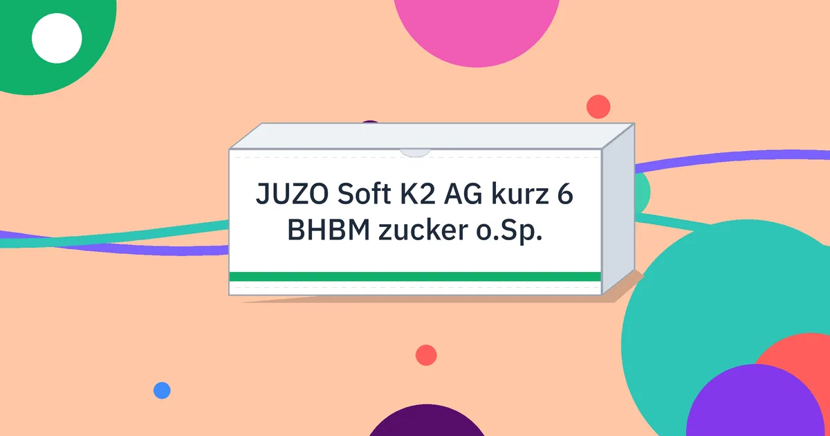 Symbolbild: Packung mit der Aufschrift JUZO Soft K2 AG kurz 6 BHBM zucker o.Sp. (PZN 14861355) – Verfügbarkeit und Bezug in Apotheken in Frankfurt am Main