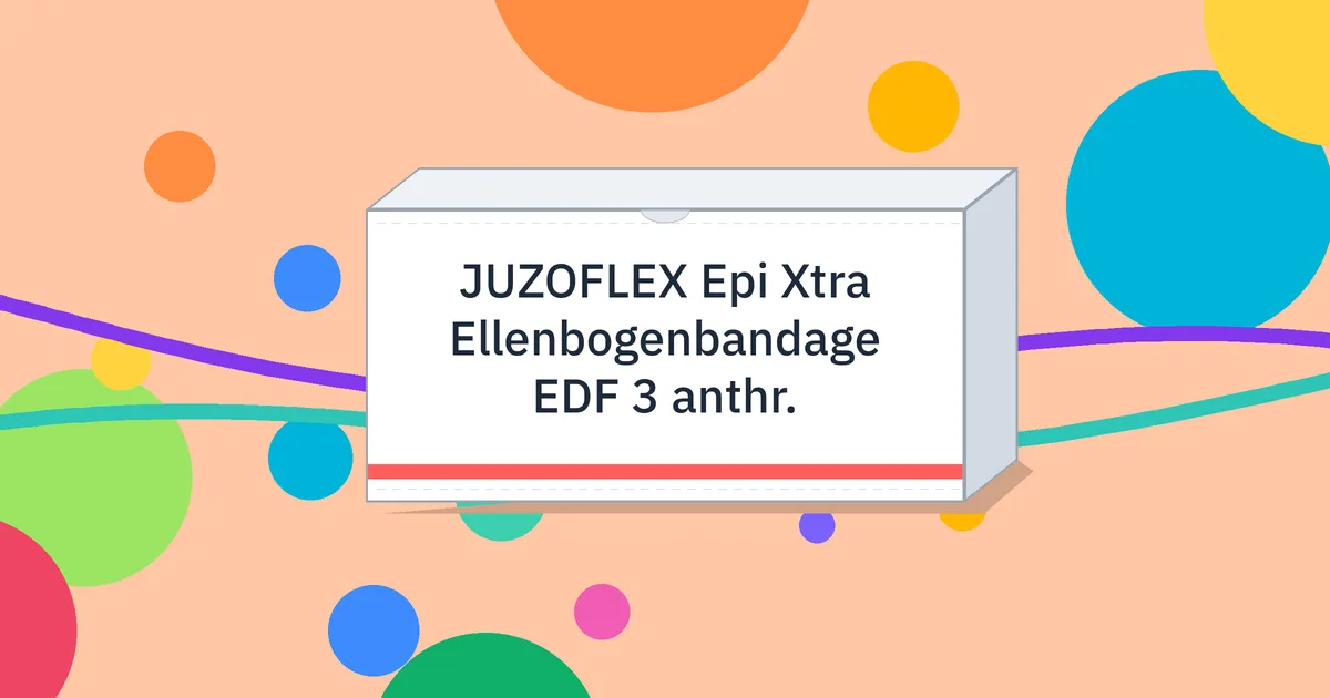 Symbolbild: Packung mit der Aufschrift JUZOFLEX Epi Xtra Ellenbogenbandage EDF 3 anthr. (PZN 16635769) – Verfügbarkeit und Bezug in Apotheken in Frankfurt am Main