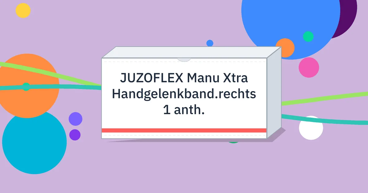 Symbolbild: Packung mit der Aufschrift JUZOFLEX Manu Xtra Handgelenkband.rechts 1 anth. (PZN 16635522) – Verfügbarkeit und Bezug in Apotheken in Frankfurt am Main