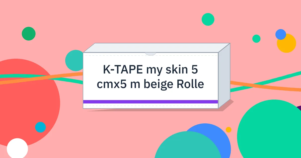 Symbolbild: Packung mit der Aufschrift K-TAPE my skin 5 cmx5 m beige Rolle (PZN 17455207) – Verfügbarkeit und Bezug in Apotheken in Frankfurt am Main