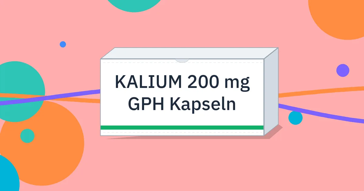Symbolbild: Packung mit der Aufschrift KALIUM 200 mg GPH Kapseln (PZN 07605373) – Verfügbarkeit und Bezug in Apotheken in Frankfurt am Main