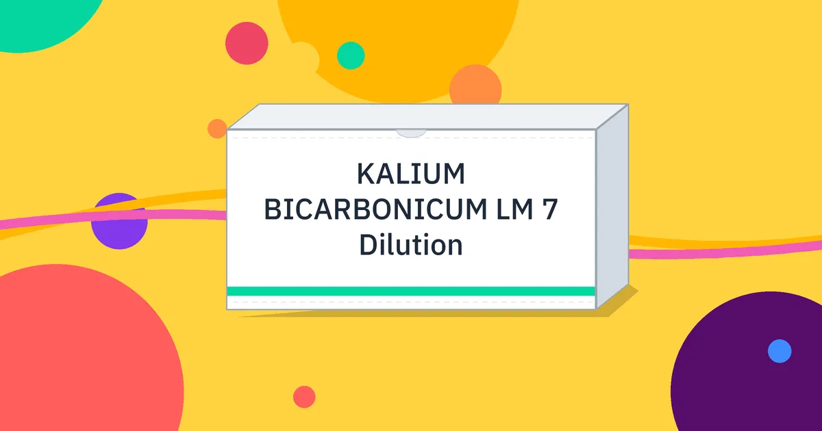 Symbolbild: Packung mit der Aufschrift KALIUM BICARBONICUM LM 7 Dilution (PZN 13783392) – Verfügbarkeit und Bezug in Apotheken in Frankfurt am Main
