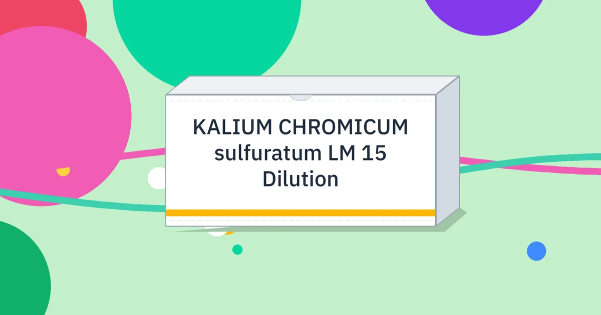 Symbolbild: Packung mit der Aufschrift KALIUM CHROMICUM sulfuratum LM 15 Dilution (PZN 12919702) – Verfügbarkeit und Bezug in Apotheken in Frankfurt am Main