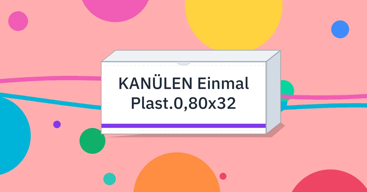 Symbolbild: Packung mit der Aufschrift KANÜLEN Einmal Plast.0,80x32 (PZN 01964295) – Verfügbarkeit und Bezug in Apotheken in Frankfurt am Main