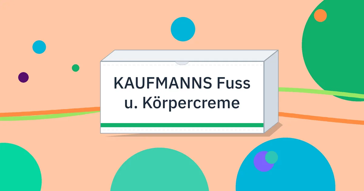 Symbolbild: Packung mit der Aufschrift KAUFMANNS Fuss u. Körpercreme (PZN 02557824) – Verfügbarkeit und Bezug in Apotheken in Frankfurt am Main