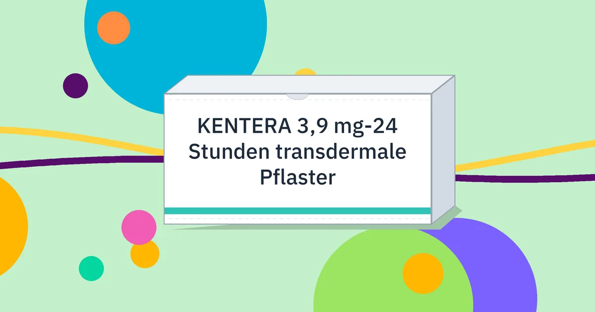Symbolbild: Packung mit der Aufschrift KENTERA 3,9 mg-24 Stunden transdermale Pflaster (PZN 18747834) – Verfügbarkeit und Bezug in Apotheken in Frankfurt am Main