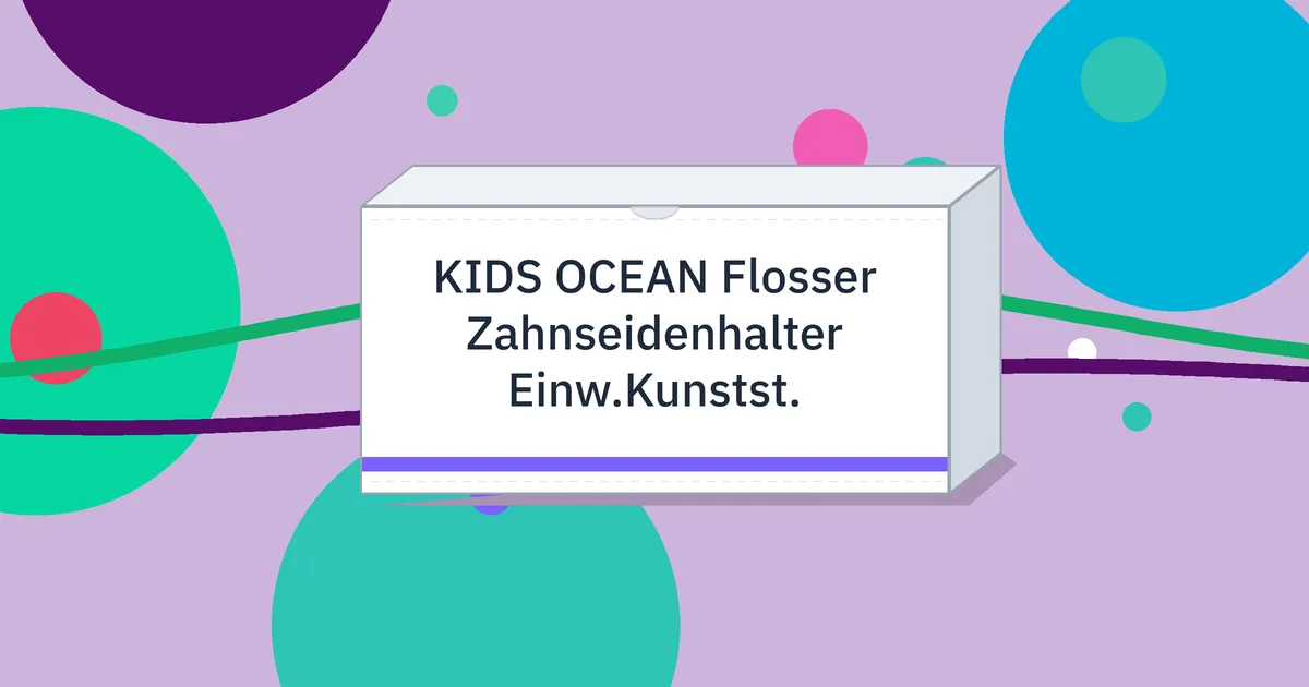 Symbolbild: Packung mit der Aufschrift KIDS OCEAN Flosser Zahnseidenhalter Einw.Kunstst. (PZN 12409438) – Verfügbarkeit und Bezug in Apotheken in Frankfurt am Main
