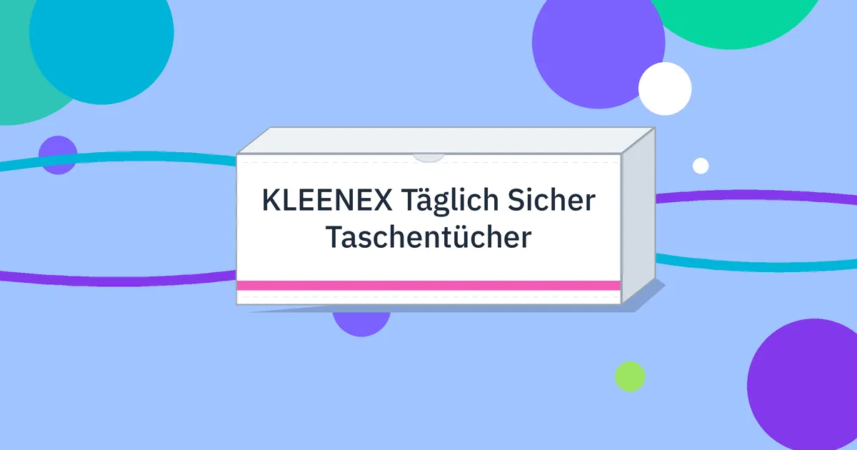 Symbolbild: Packung mit der Aufschrift KLEENEX Täglich Sicher Taschentücher (PZN 17365160) – Verfügbarkeit und Bezug in Apotheken in Frankfurt am Main