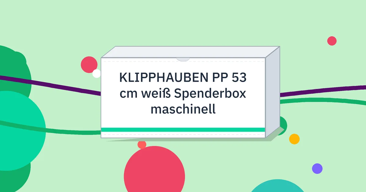 Symbolbild: Packung mit der Aufschrift KLIPPHAUBEN PP 53 cm weiß Spenderbox maschinell (PZN 20606868) – Verfügbarkeit und Bezug in Apotheken in Frankfurt am Main