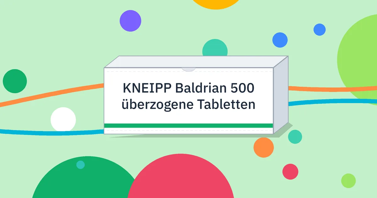 Symbolbild: Packung mit der Aufschrift KNEIPP Baldrian 500 überzogene Tabletten (PZN 00563513) – Verfügbarkeit und Bezug in Apotheken in Frankfurt am Main