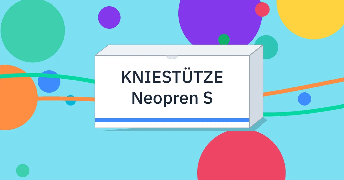 Symbolbild: Packung mit der Aufschrift KNIESTÜTZE Neopren S (PZN 19071333) – Verfügbarkeit und Bezug in Apotheken in Frankfurt am Main