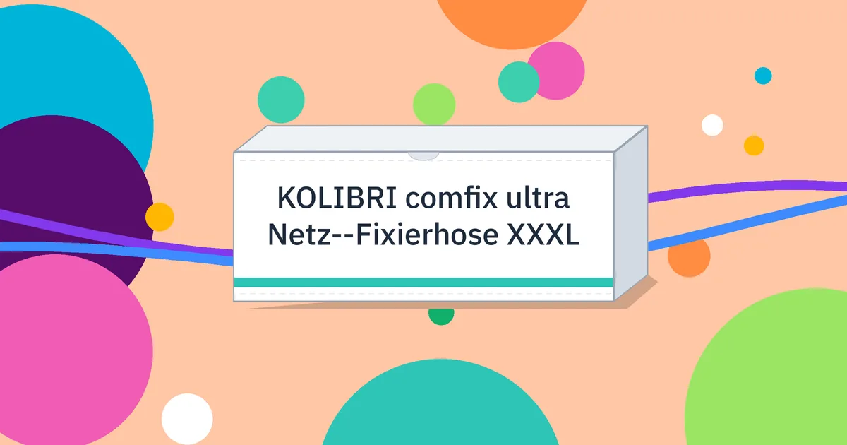 Symbolbild: Packung mit der Aufschrift KOLIBRI comfix ultra Netz--Fixierhose XXXL (PZN 12498867) – Verfügbarkeit und Bezug in Apotheken in Frankfurt am Main