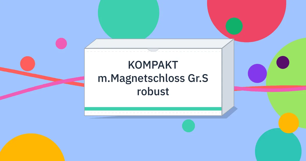 Symbolbild: Packung mit der Aufschrift KOMPAKT m.Magnetschloss Gr.S robust (PZN 05025921) – Verfügbarkeit und Bezug in Apotheken in Frankfurt am Main