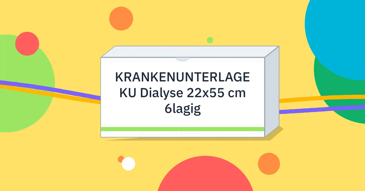 Symbolbild: Packung mit der Aufschrift KRANKENUNTERLAGE KU Dialyse 22x55 cm 6lagig (PZN 04239229) – Verfügbarkeit und Bezug in Apotheken in Frankfurt am Main
