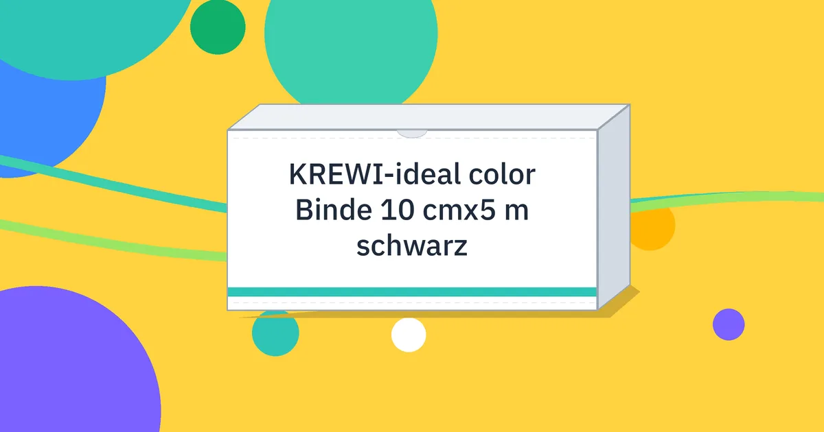Symbolbild: Packung mit der Aufschrift KREWI-ideal color Binde 10 cmx5 m schwarz (PZN 17301384) – Verfügbarkeit und Bezug in Apotheken in Frankfurt am Main
