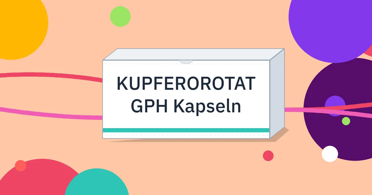 Symbolbild: Packung mit der Aufschrift KUPFEROROTAT GPH Kapseln (PZN 09899226) – Verfügbarkeit und Bezug in Apotheken in Frankfurt am Main
