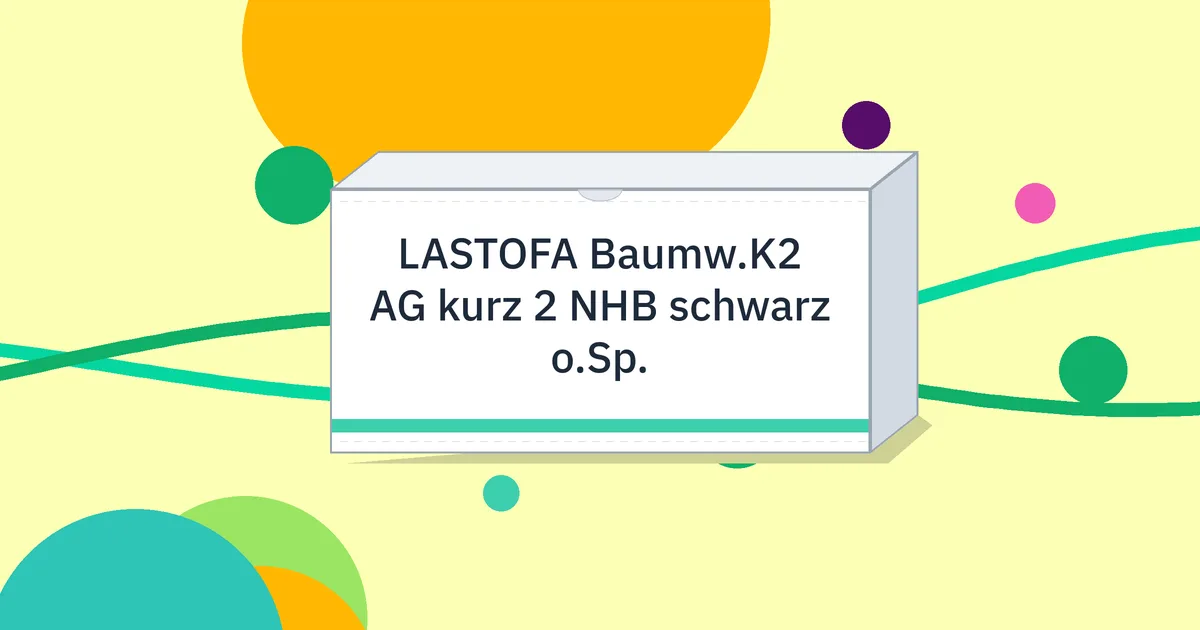 Symbolbild: Packung mit der Aufschrift LASTOFA Baumw.K2 AG kurz 2 NHB schwarz o.Sp. (PZN 01948304) – Verfügbarkeit und Bezug in Apotheken in Frankfurt am Main