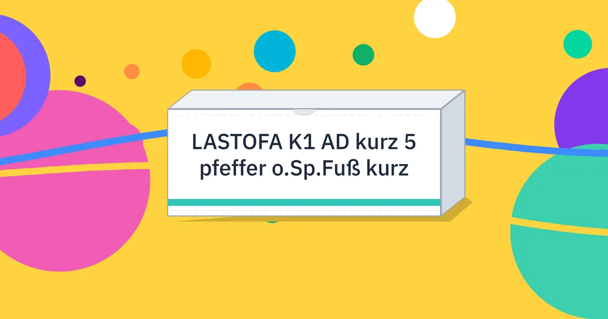 Symbolbild: Packung mit der Aufschrift LASTOFA K1 AD kurz 5 pfeffer o.Sp.Fuß kurz (PZN 13787993) – Verfügbarkeit und Bezug in Apotheken in Frankfurt am Main