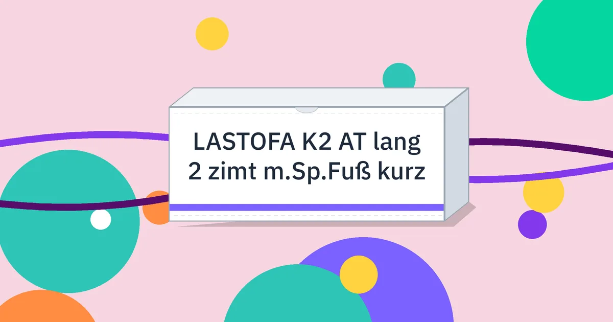 Symbolbild: Packung mit der Aufschrift LASTOFA K2 AT lang 2 zimt m.Sp.Fuß kurz (PZN 13808577) – Verfügbarkeit und Bezug in Apotheken in Frankfurt am Main
