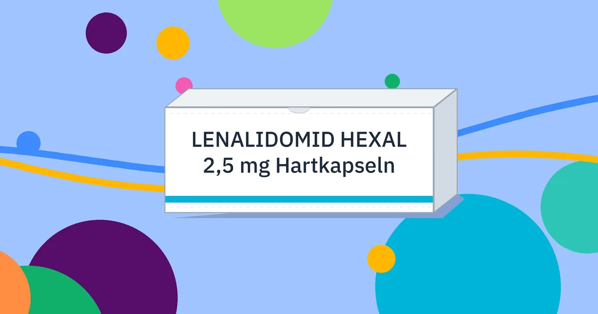 Symbolbild: Packung mit der Aufschrift LENALIDOMID HEXAL 2,5 mg Hartkapseln (PZN 17481624) – Verfügbarkeit und Bezug in Apotheken in Frankfurt am Main